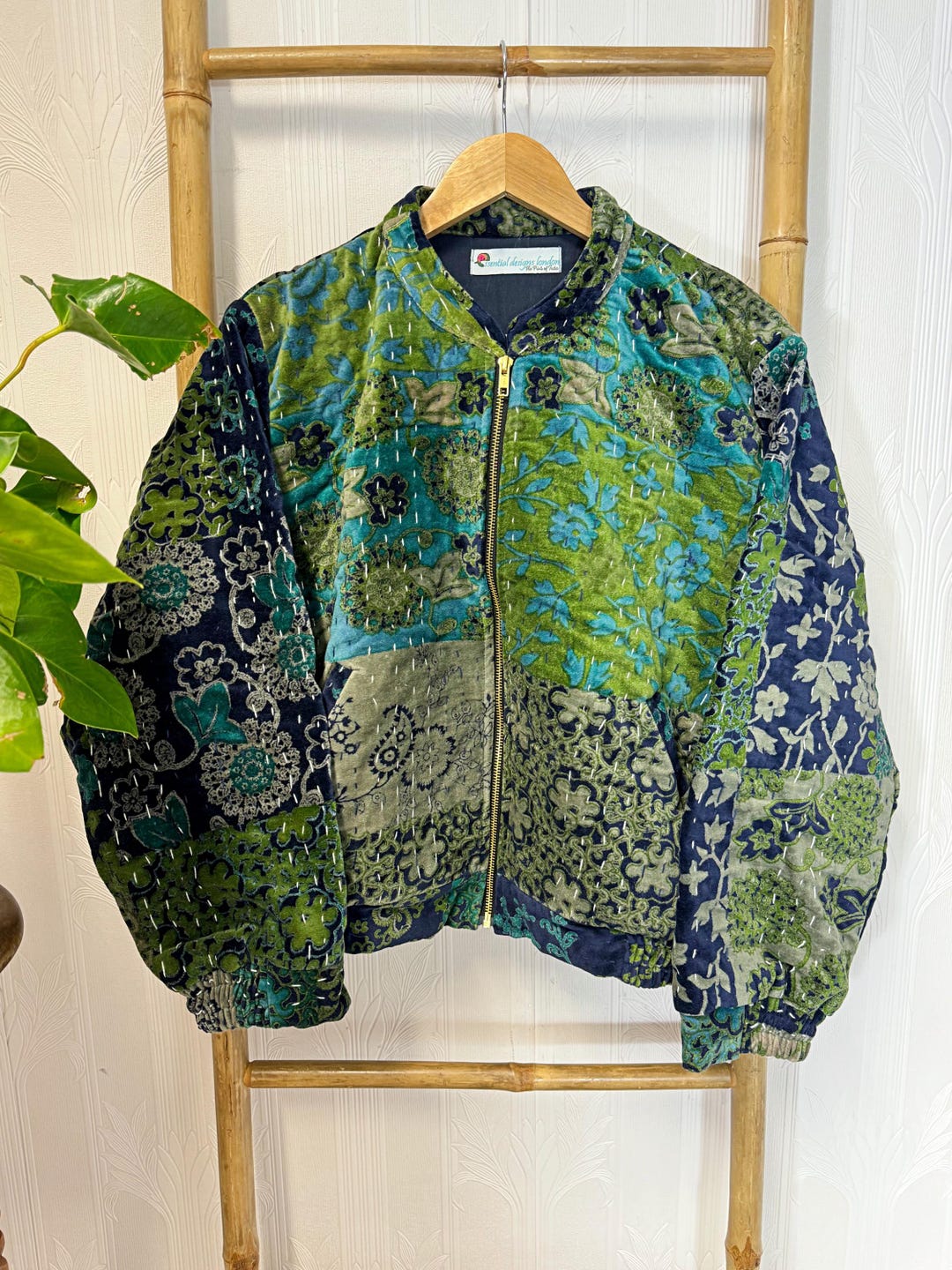 Luxury Velvet Boho Bomber Jacket Quirky Floral Layer Dinner Chic Bolero ...