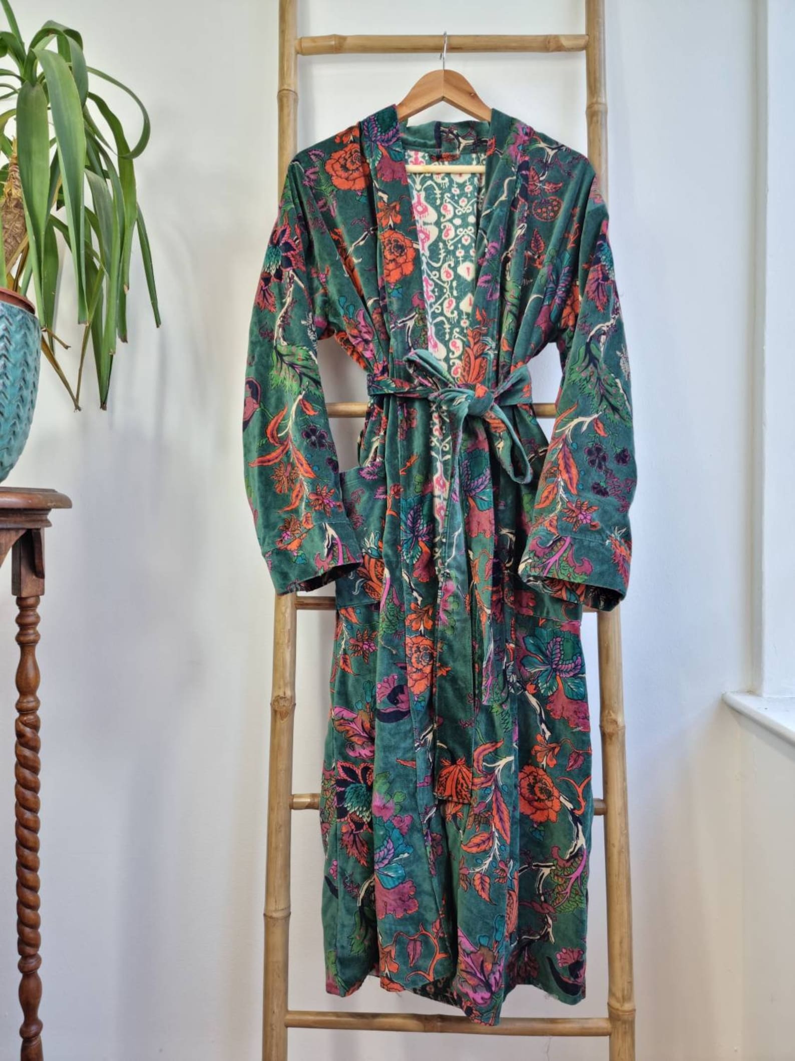 Luxury Velvet House Robe Unisex Kimono Boho Jacket Indian Silk - Etsy