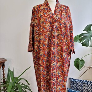 Pure Cotton Handprinted House Robe Summer Kimono | Floral Beach Coverup ...
