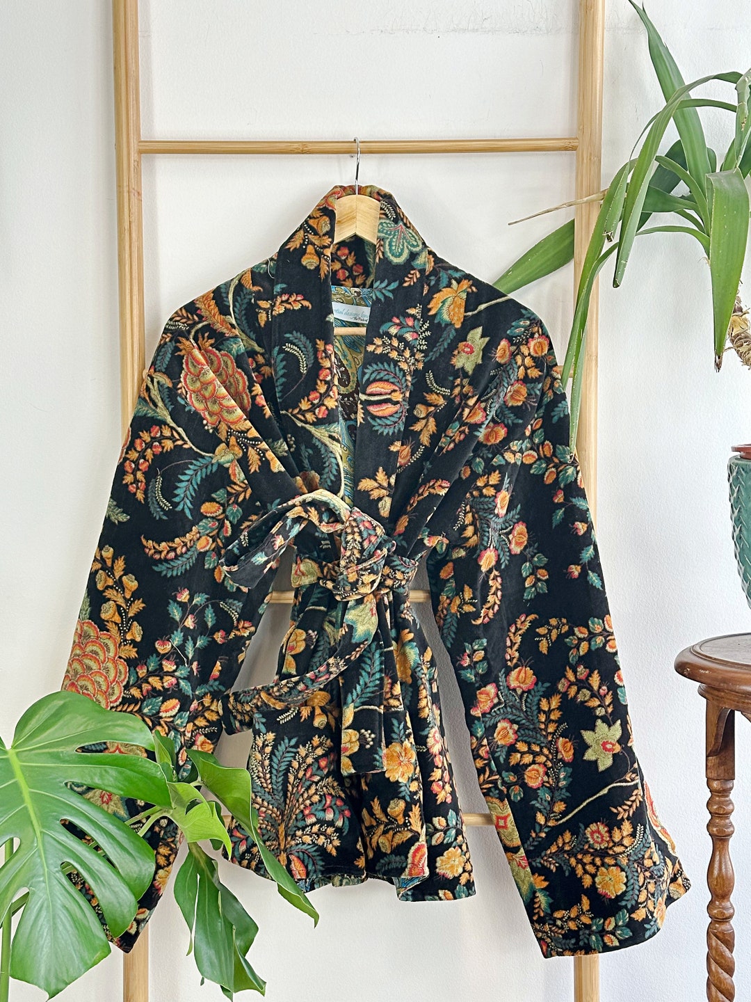 Luxury Velvet Boho Quirky Floral Layer Dinner Chic Coat Bomber Jacket ...