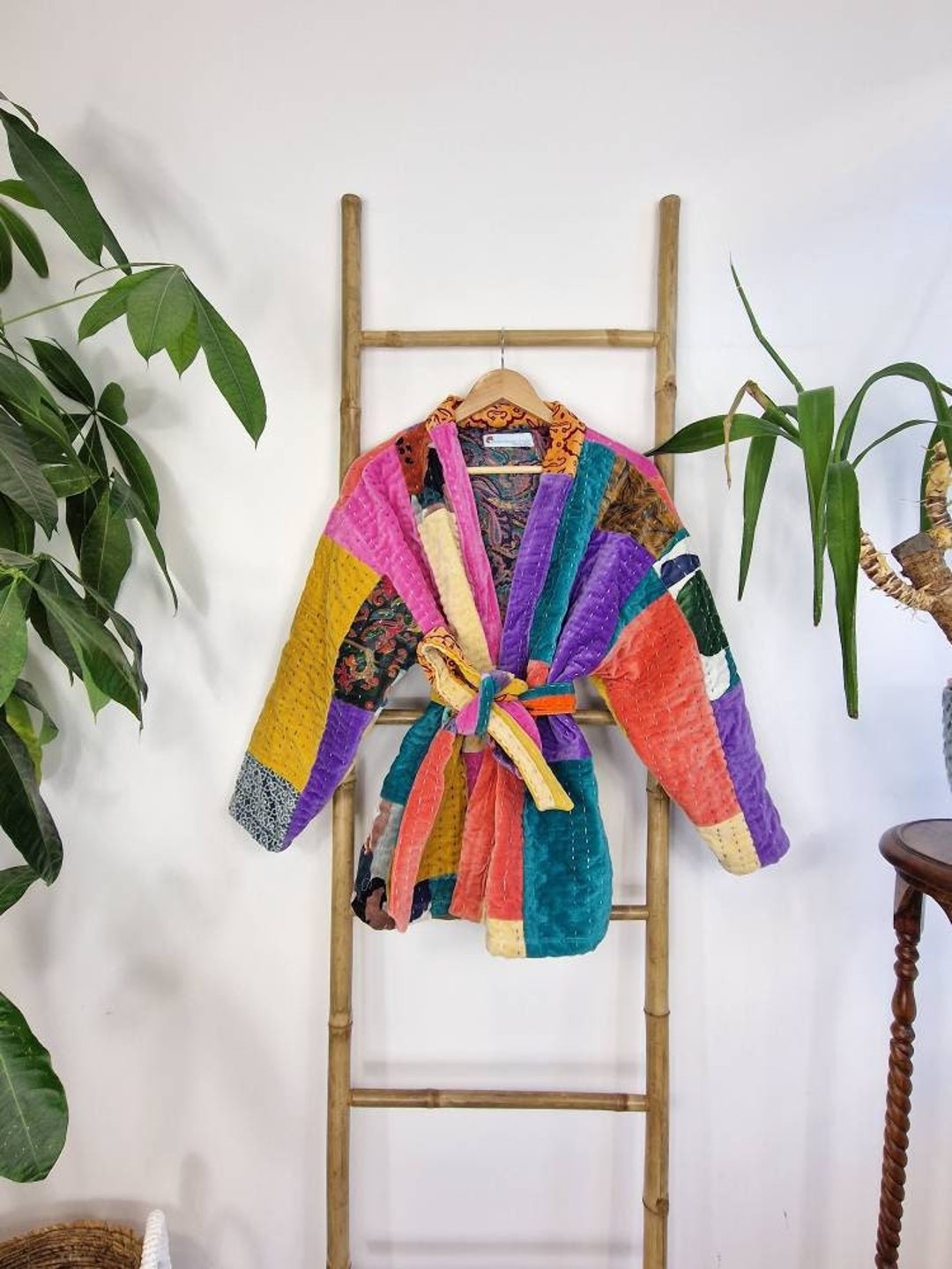 Luxury Velvet Boho Quirky Floral Layer Dinner Chic Coat Patchwork ...