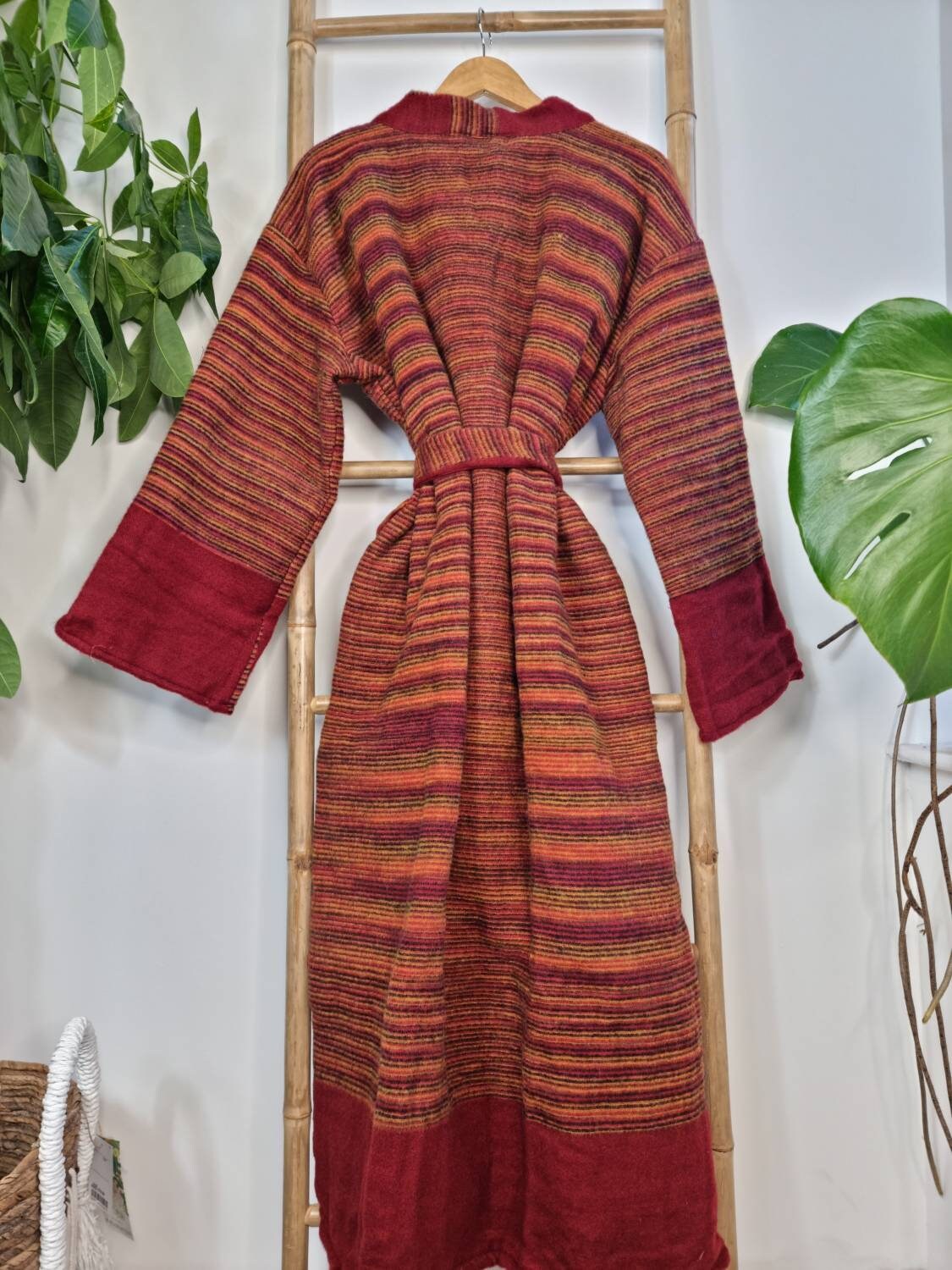 Unisex Stripe Yak Wool Blend Kimono/house Lounge Robe - Etsy UK