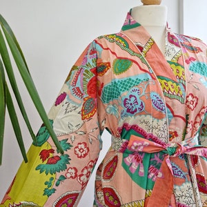 Pure Cotton Handprinted House Robe Summer Kimono | Floral Beach |quirky ...