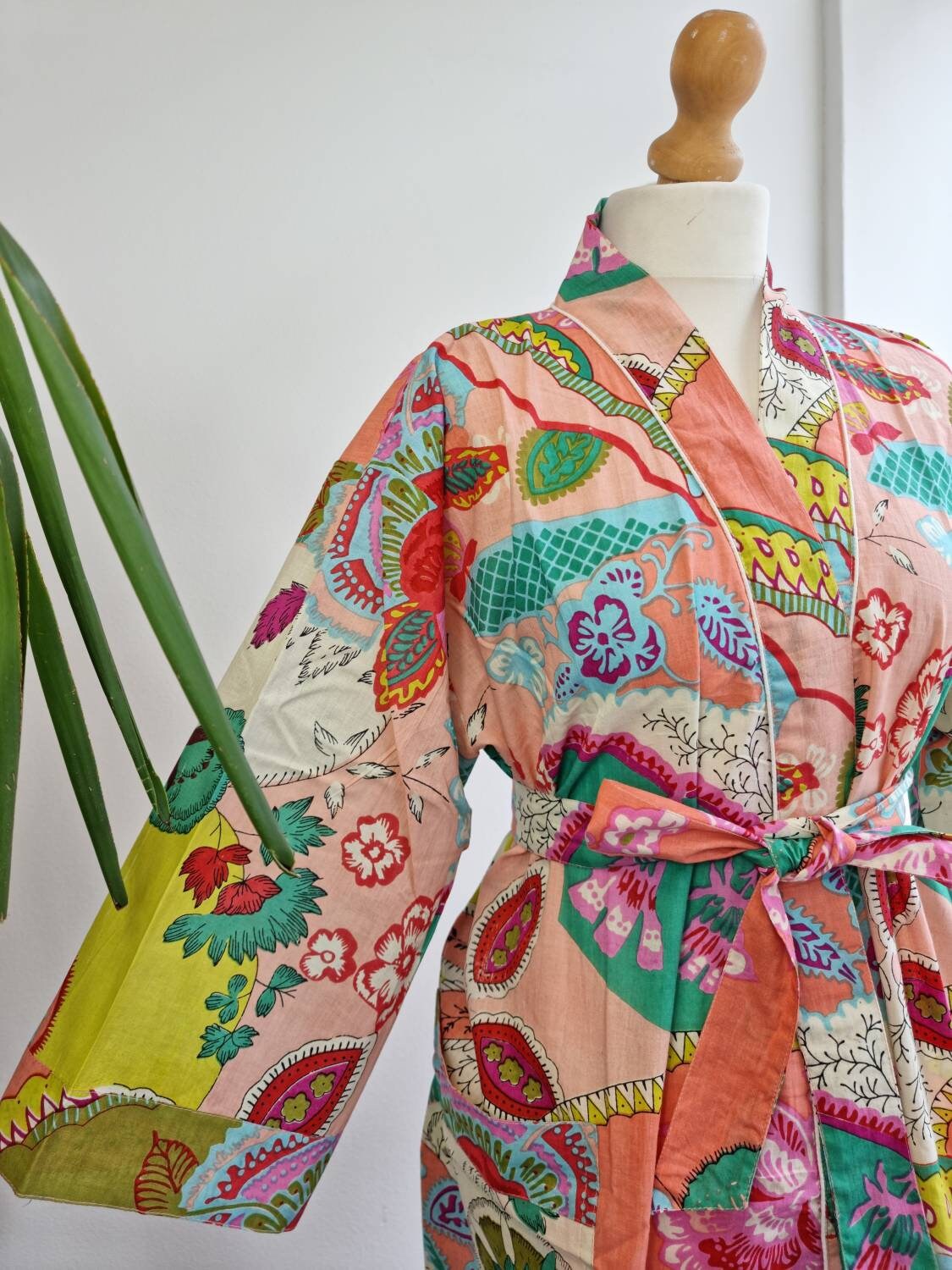 Pure Cotton Handprinted House Robe Summer Kimono Floral - Etsy
