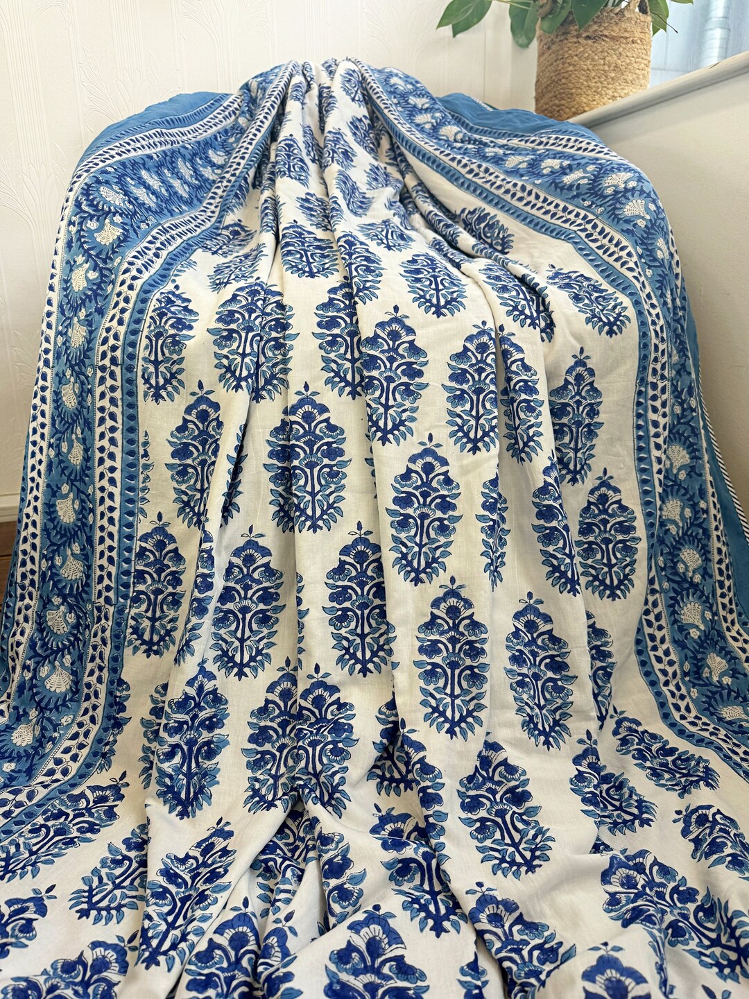 Pure Soft Cotton Indian Floral Dohar Reversible Bed/sofa Throw Summer ...