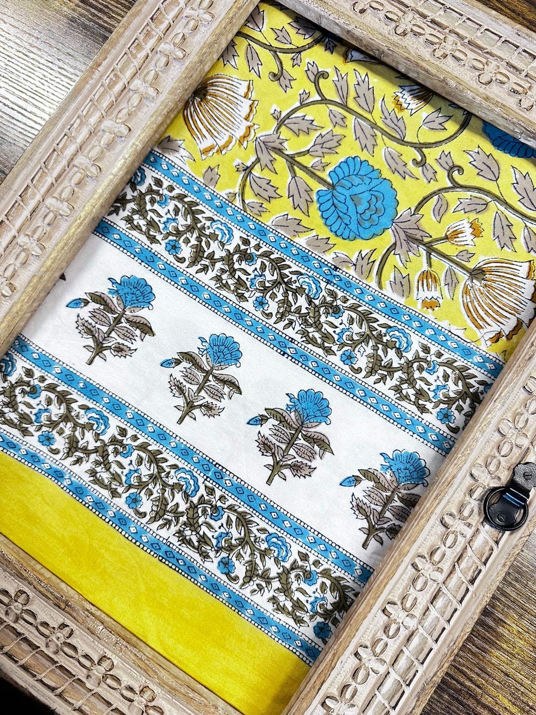 Large Table Handblock Printed Cotton Autumn Winter Table Cover | Bright ...
