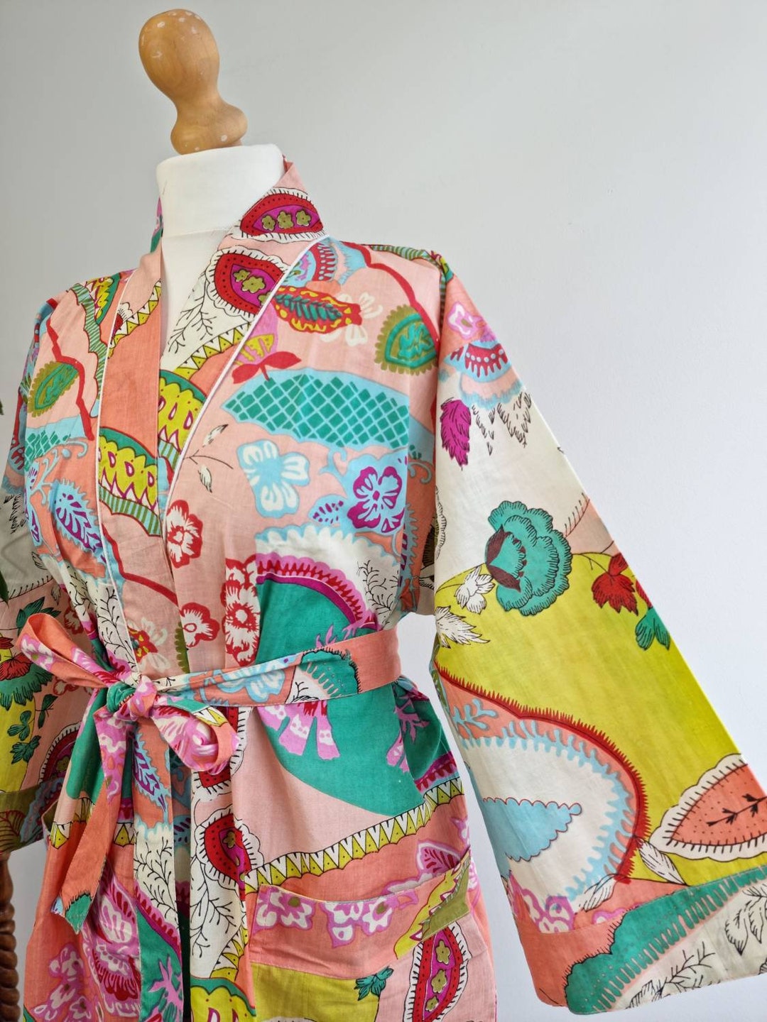 Pure Cotton Handprinted House Robe Summer Kimono | Floral Beach |quirky ...