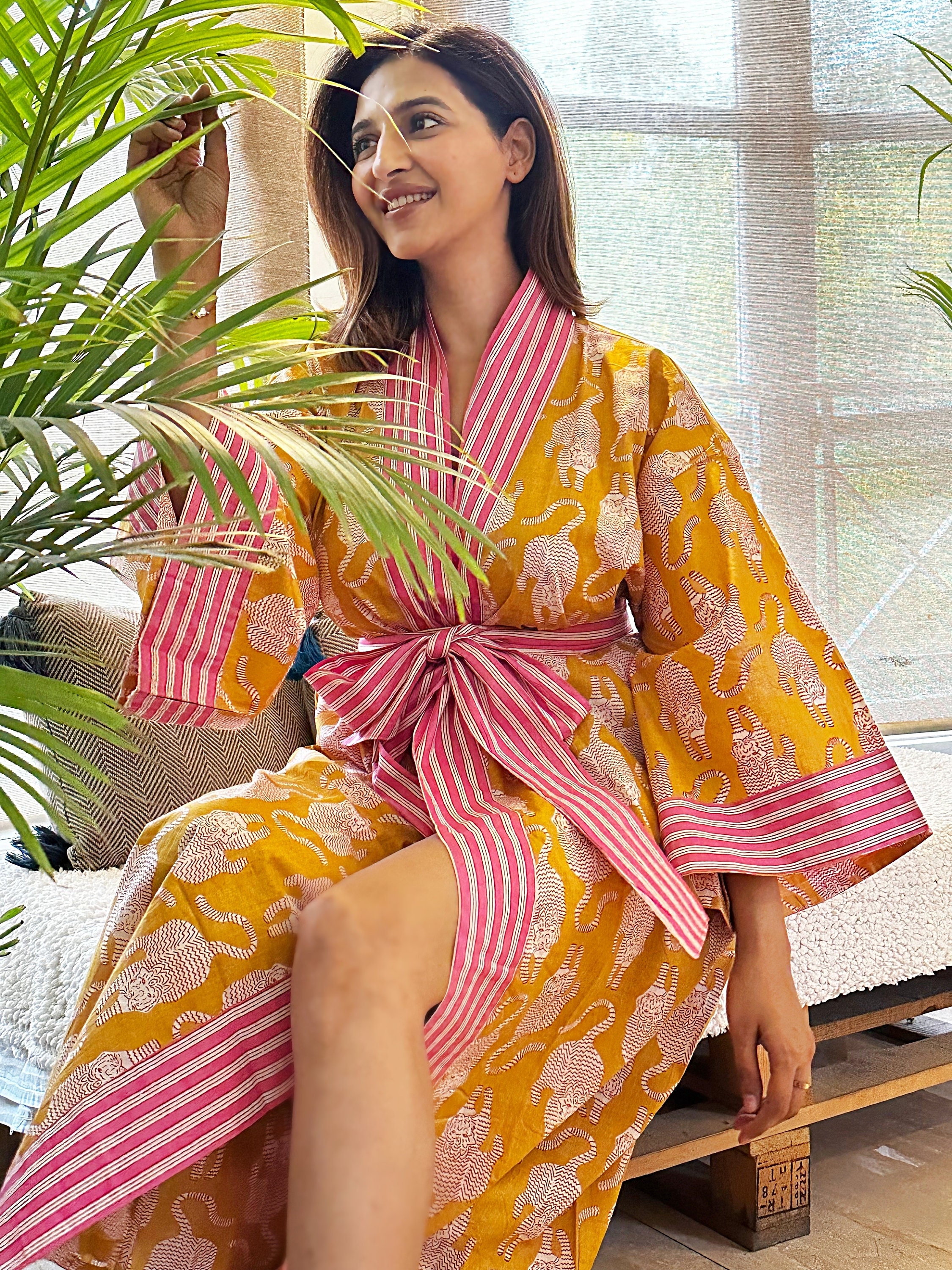Pure Cotton Indian Block Printed House Robe Summer Kimono Beach Coverup ...