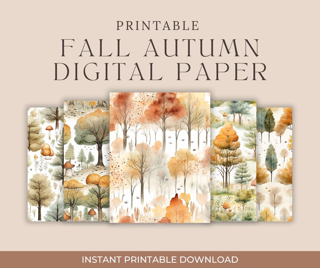 Printable Watercolor Fall Paper, Fall Decoupage Paper, Fall Digital ...