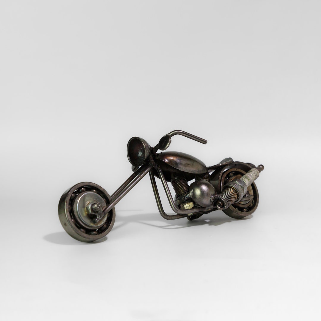 Handmade Metal Motorcycle Sculpture Made From Recycled Items and Scrap ...