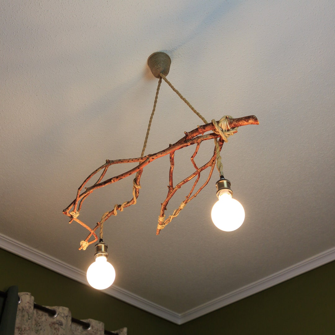 Tree Branch Wooden Chandelier Lamp - Etsy