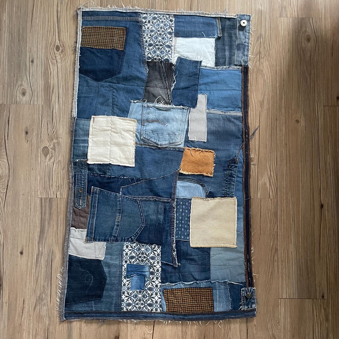 Unique Upcycled Denim Patchwork Rug, Throw, and Wall Hanging - Handmade ...