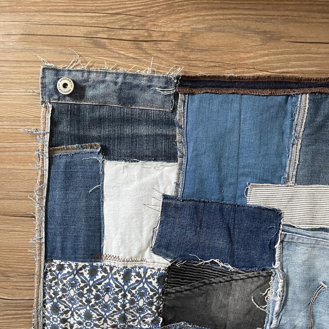 Unique Upcycled Denim Patchwork Rug, Throw, and Wall Hanging - Handmade ...