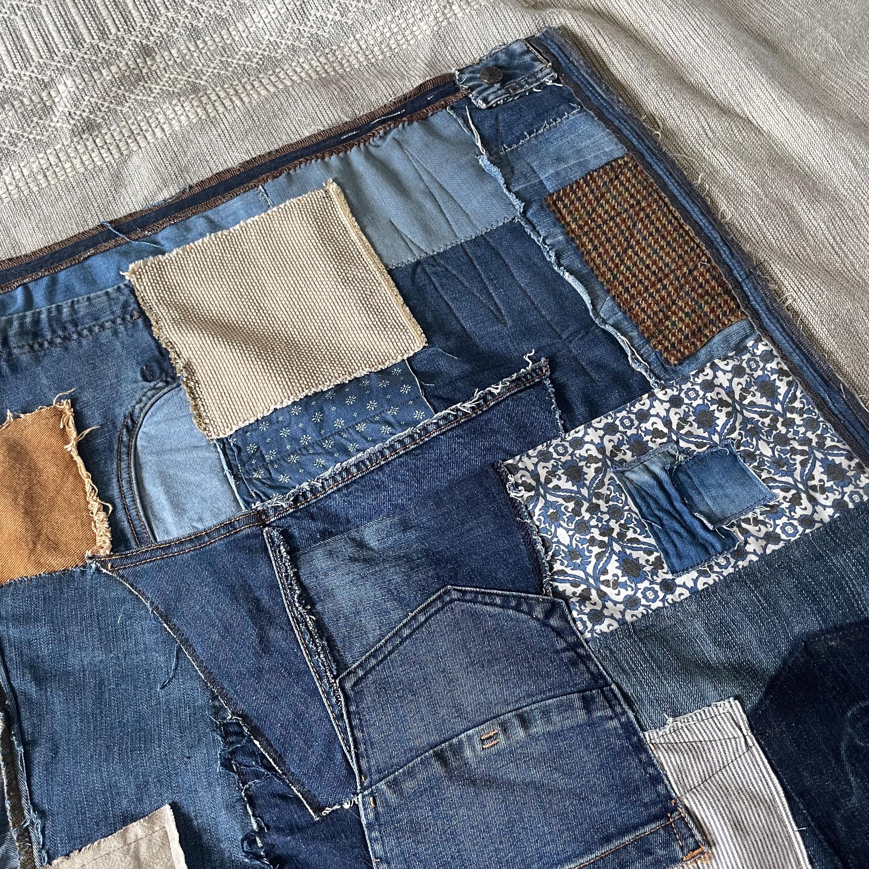Unique Upcycled Denim Patchwork Rug, Throw, and Wall Hanging - Handmade ...