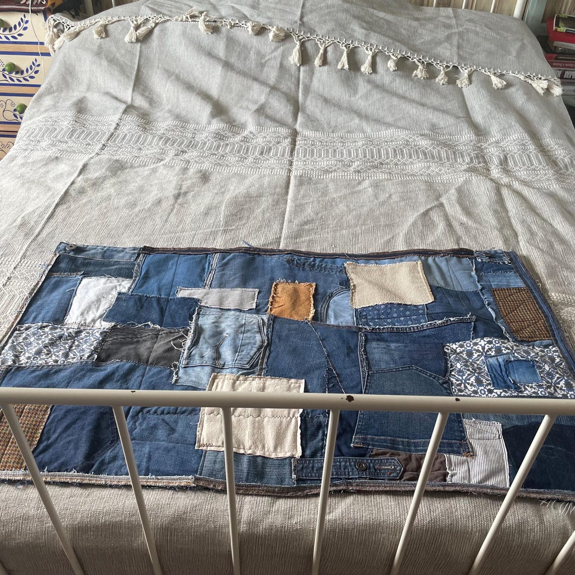 Unique Upcycled Denim Patchwork Rug, Throw, and Wall Hanging - Handmade ...
