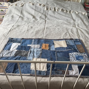 Unique Upcycled Denim Patchwork Rug, Throw, and Wall Hanging - Handmade ...