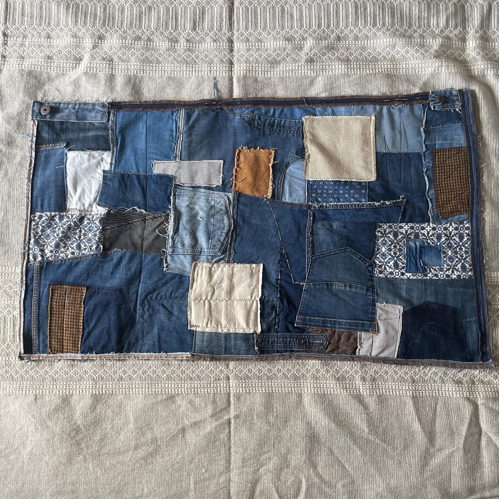 Unique Upcycled Denim Patchwork Rug, Throw, and Wall Hanging - Handmade ...