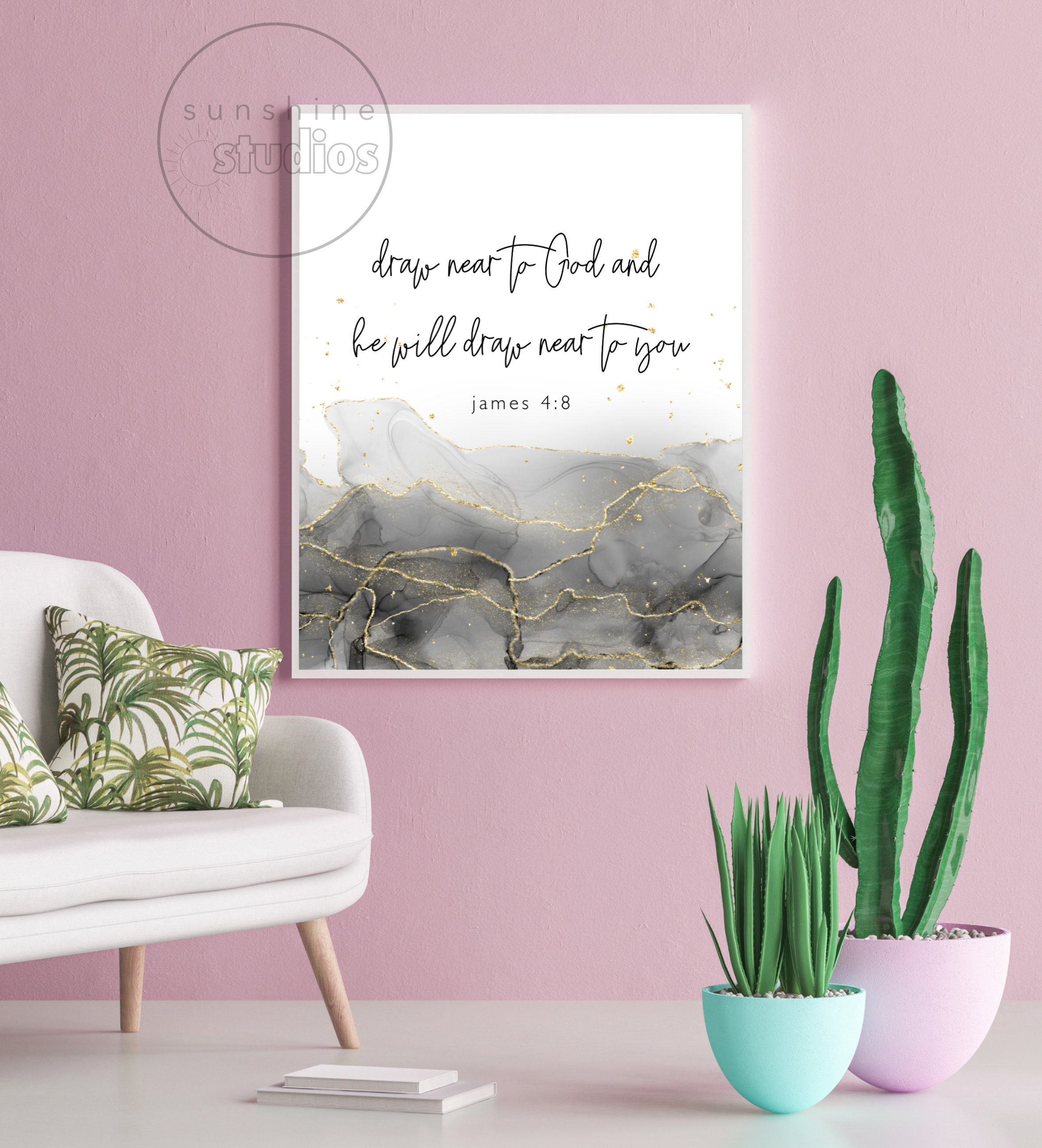 Scripture Art, Bible Verse, Grey, Black, Modern, Marble, Encouraging ...