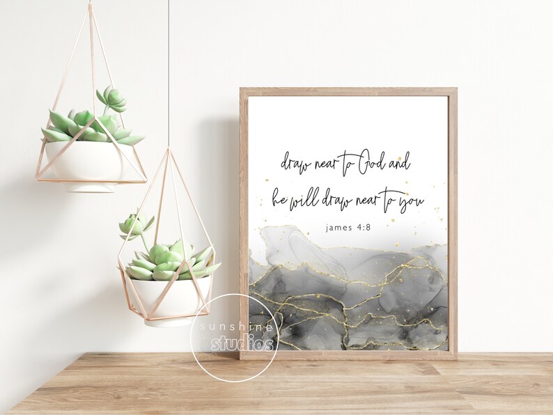 Scripture Art, Bible Verse, Grey, Black, Modern, Marble, Encouraging ...
