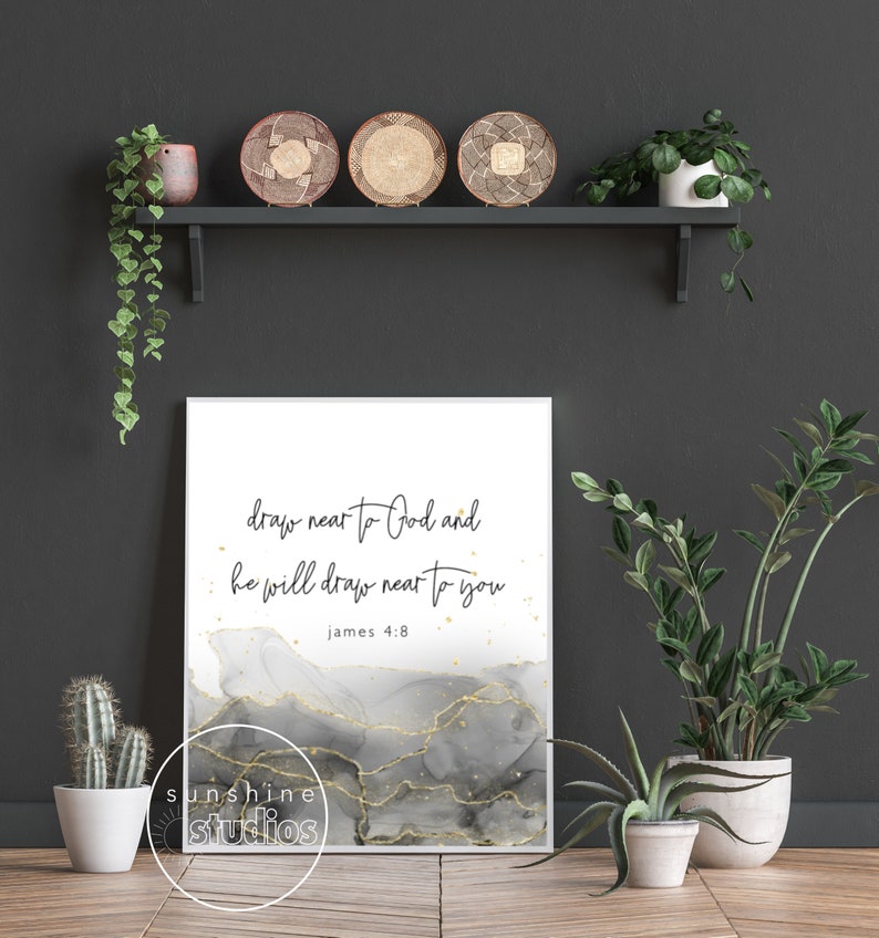 Scripture Art, Bible Verse, Grey, Black, Modern, Marble, Encouraging ...