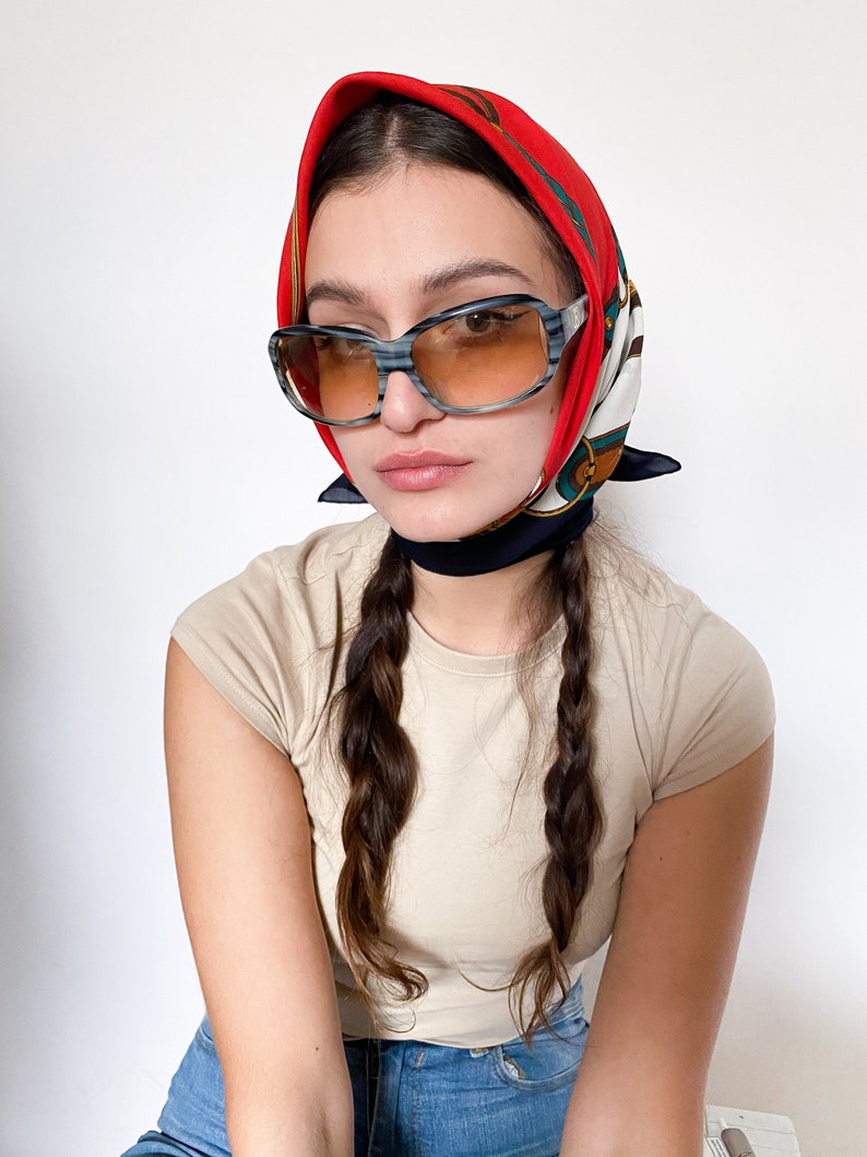 VINTAGE SCARF, 90s, Y2K, 00s Vintage 90s Royal Print Square Scarf in ...