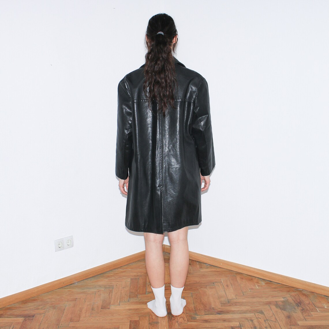 VINTAGE LEATHER COAT, 90s, Y2K, 00s Vintage 90s Heavy Matrix Leather ...