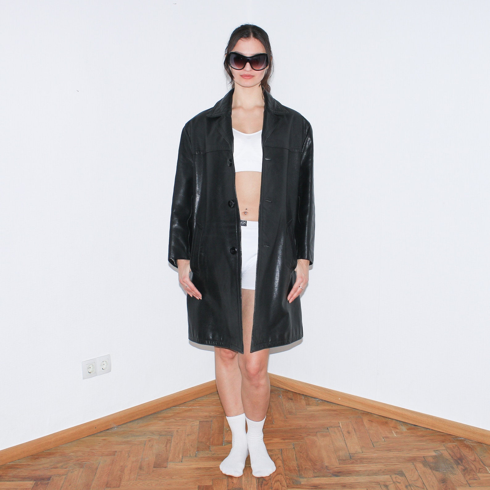 VINTAGE LEATHER COAT, 90s, Y2K, 00s Vintage 90s Heavy Matrix Leather ...