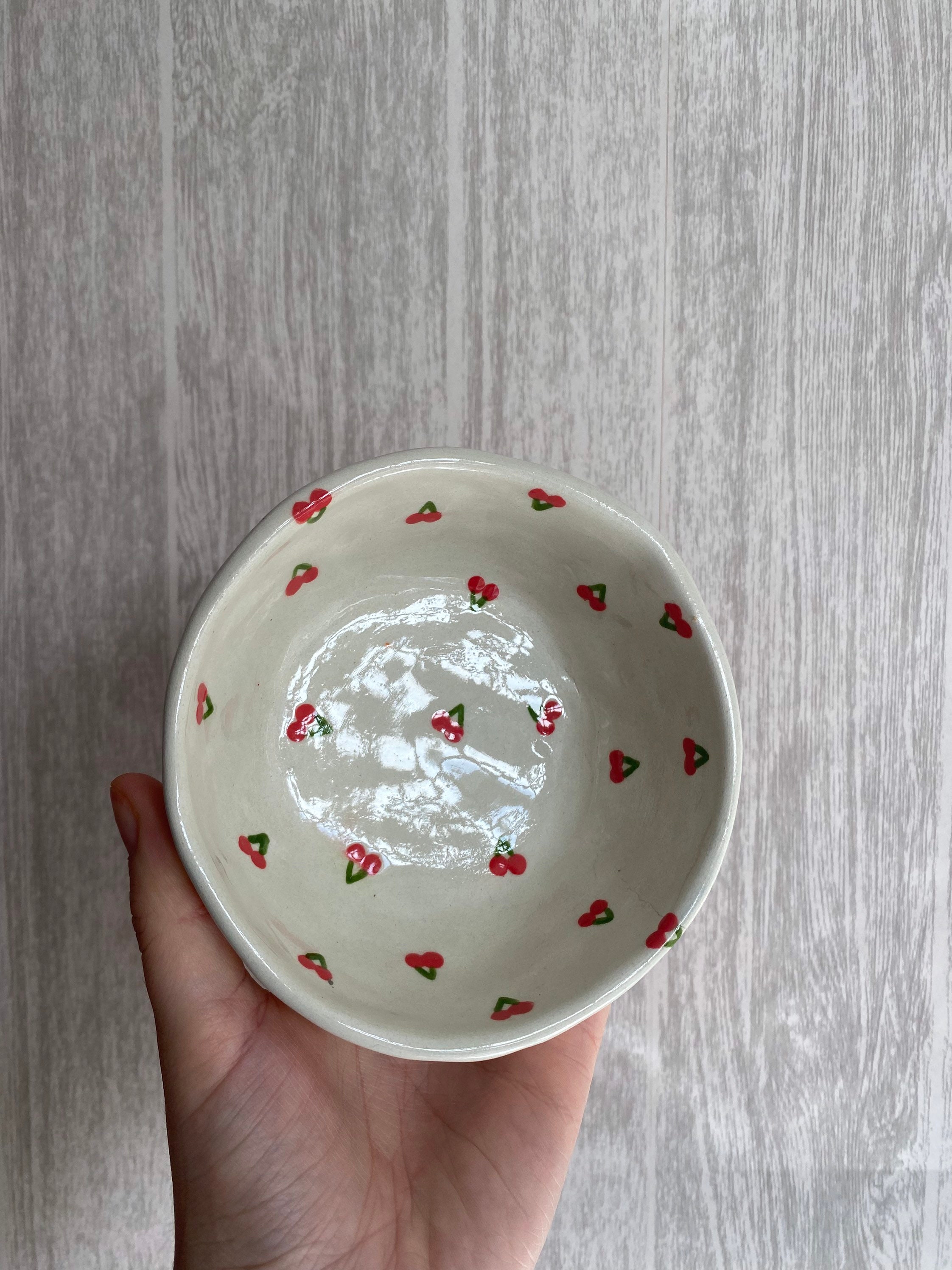 Handmade Ceramic Cherry Bowl / Ceramic Dish / Clay Ring Dish / Ceramic ...
