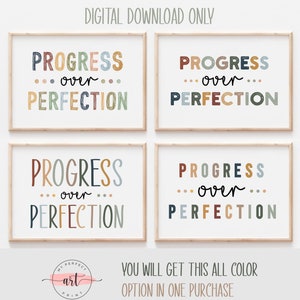 Progress Over Perfection Print Classroom Decor Kids - Etsy