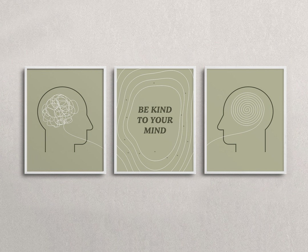 Be Kind to Your Mind Printable Mental Health Poster Wall Art Sage Green ...