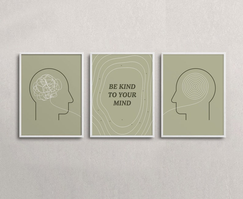 Be Kind to Your Mind Printable Mental Health Poster Wall Art Sage Green ...