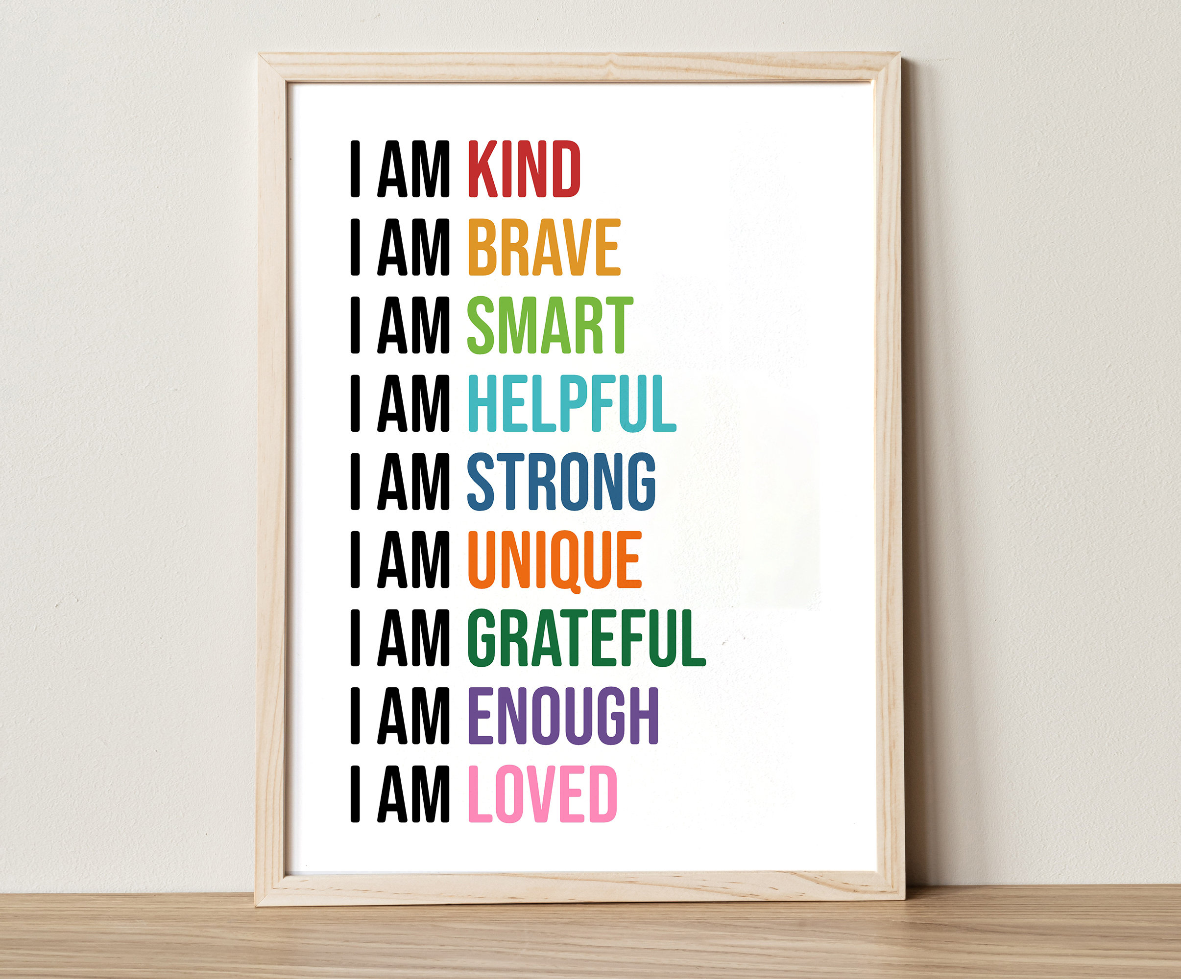 I Am Kind Affirmations Poster for Kids Educational Posters, Pink Kids ...