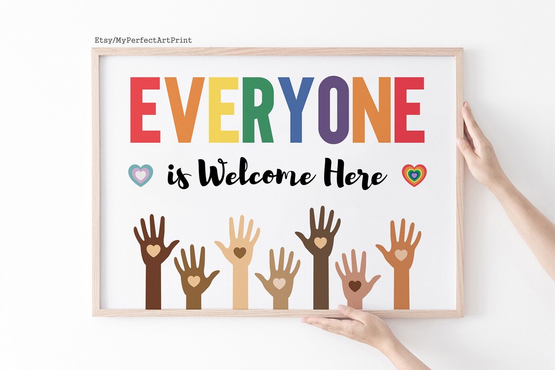 Everyone is Welcome Inclusive Equality Wall Art Classroom Poster ...
