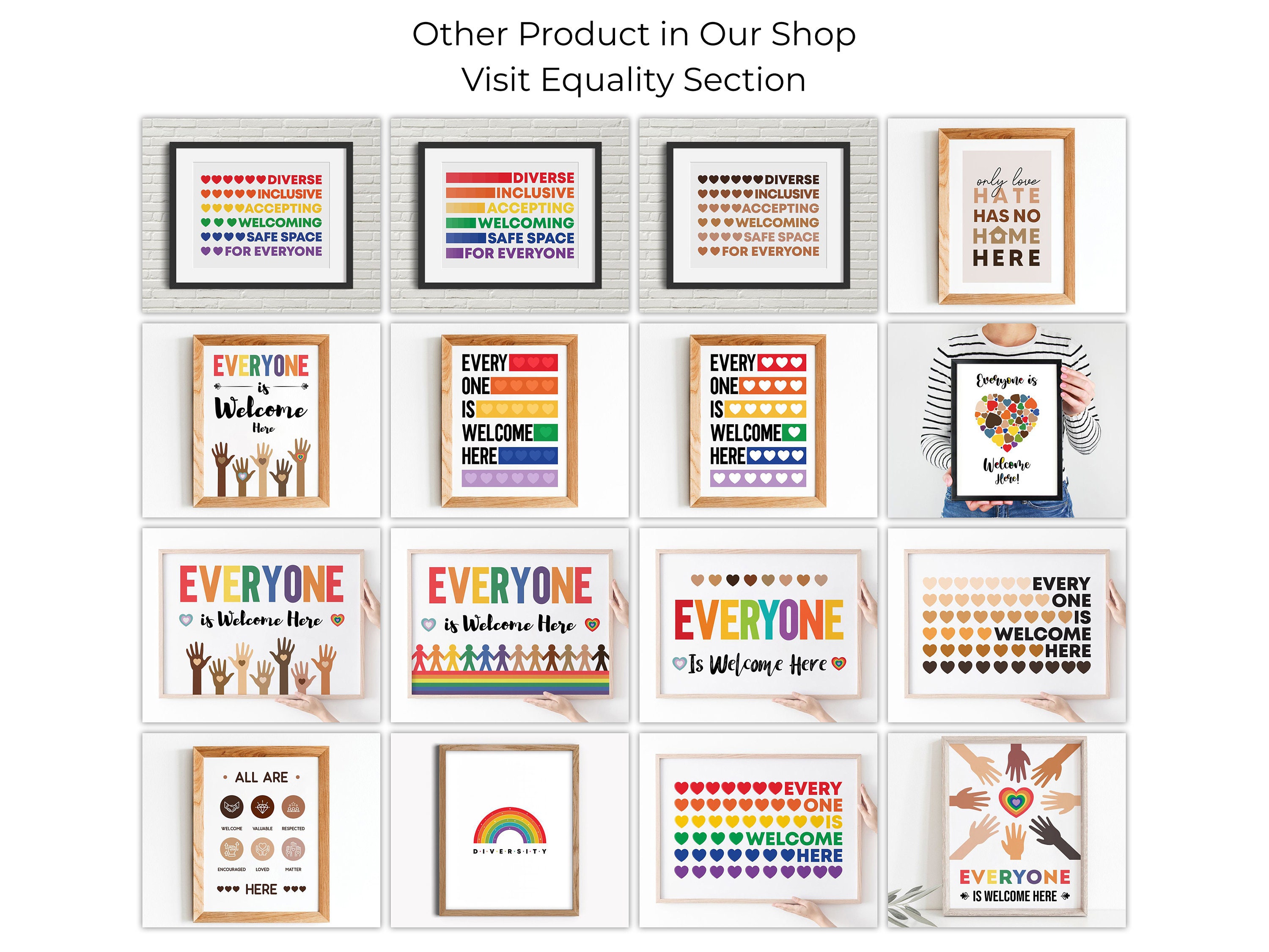 Everyone is Welcome Inclusive Equality Wall Art Classroom - Etsy UK