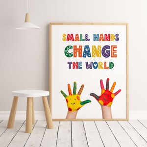 Small Hands Change the World, Rainbow Diversity Wall Art, Printable ...