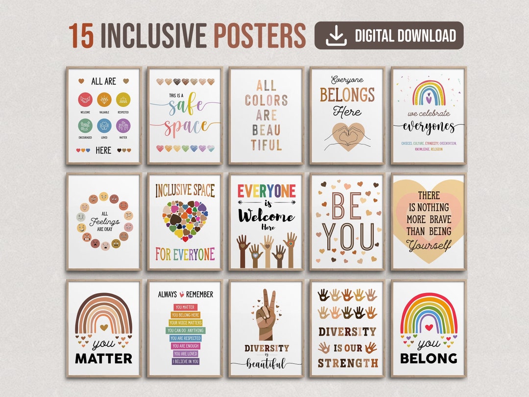 15 Diversity Inclusion Classroom Posters School Counselor Office ...
