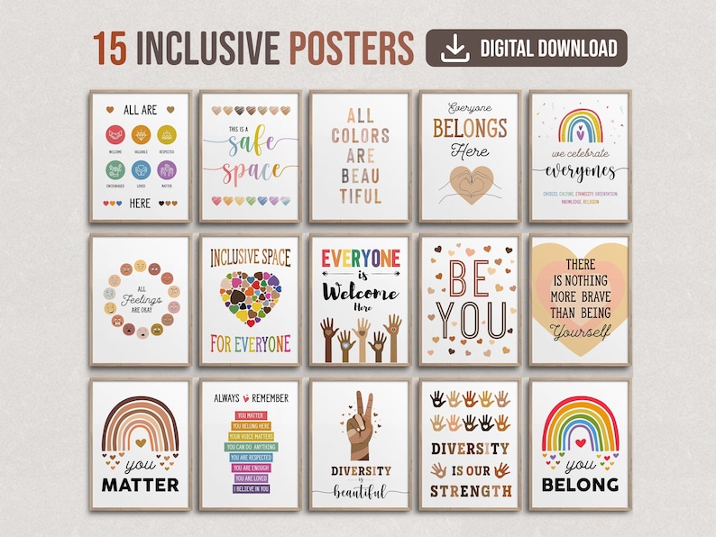 15 Diversity Inclusion Classroom Posters School Counselor - Etsy