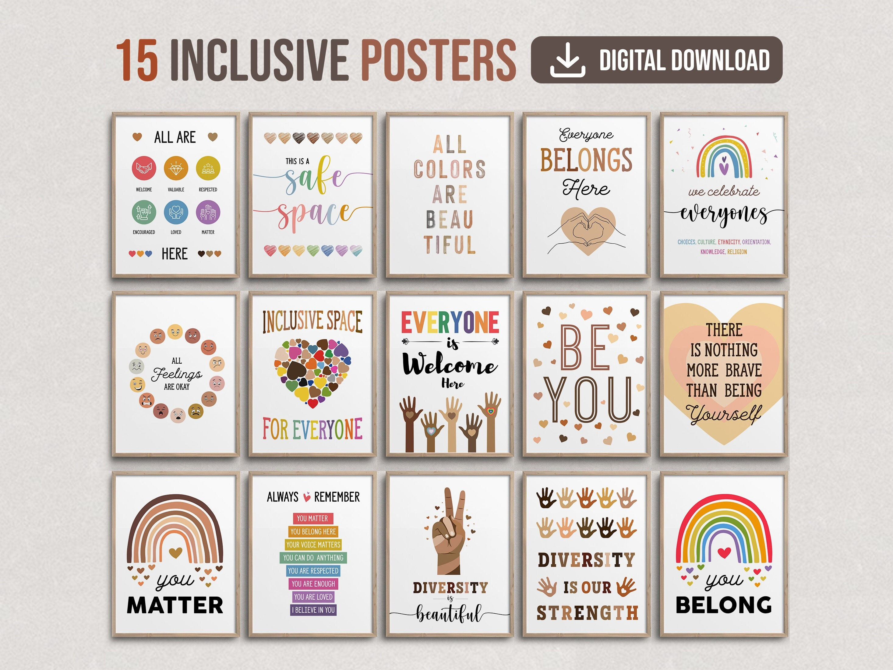 Diversity Inclusion Classroom Poster Bundle | Equality and Safe Space ...