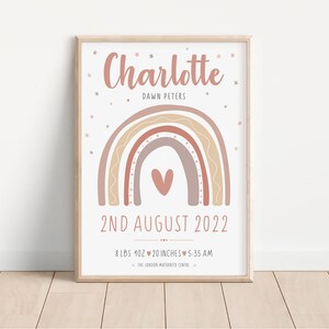 Rainbow New Baby Birth Print Personalised Gift for Girl Boy Birth ...
