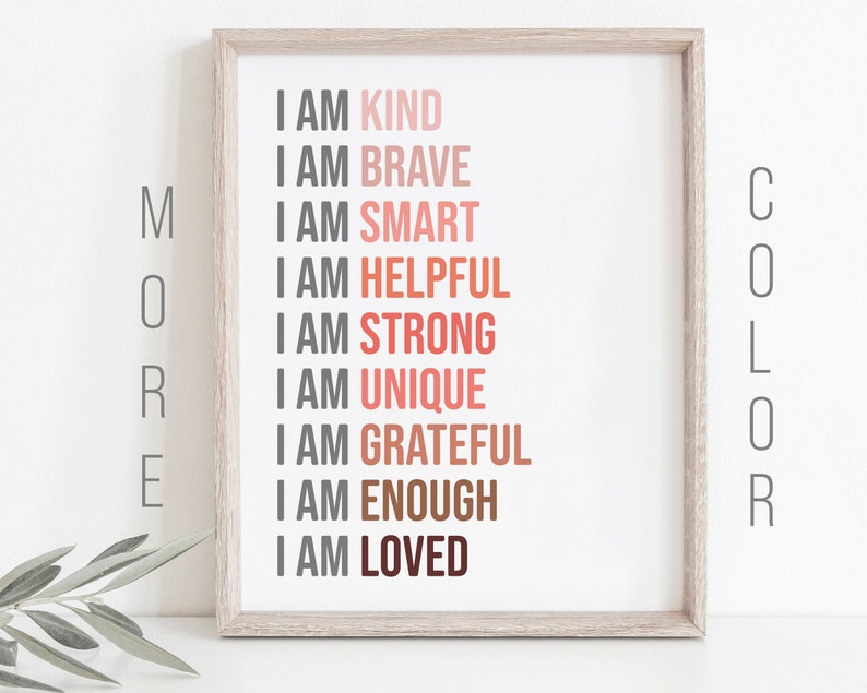I Am Kind Affirmations Poster for Kids Educational Posters, Pink Kids ...