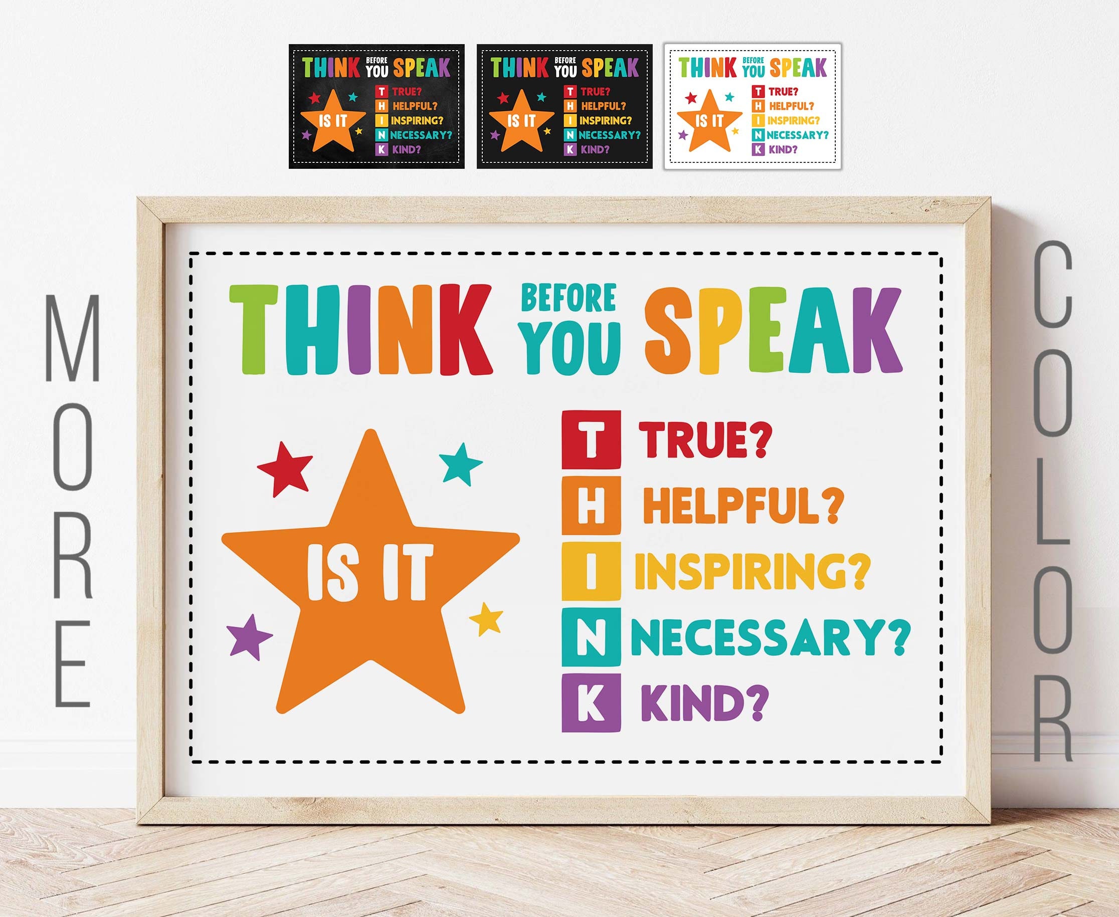 Think Before You Speak Inspirational Classroom Wall Art Poster, School ...