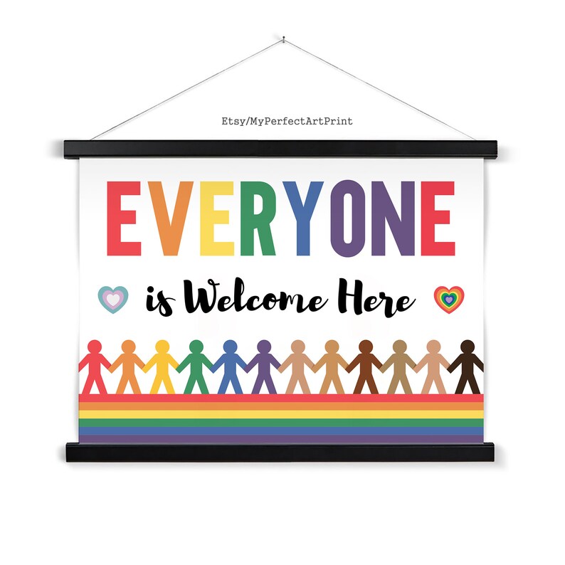 Everyone is Welcome Here Poster, Rainbow Inclusion Print (digital ...