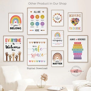 Everyone is Welcome Here Poster, Rainbow Inclusion Print (digital ...