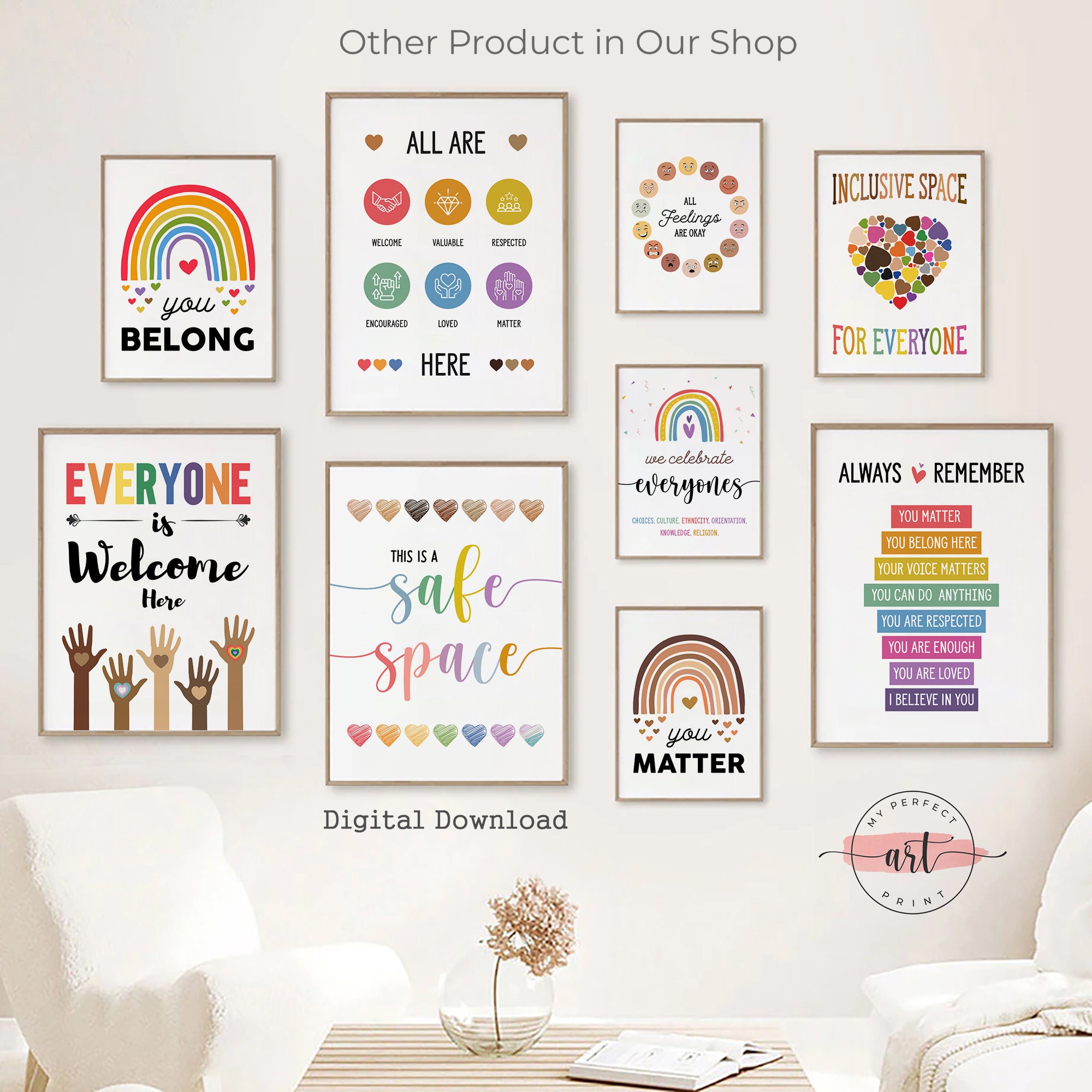 Everyone is Welcome Inclusive Equality Wall Art Classroom - Etsy
