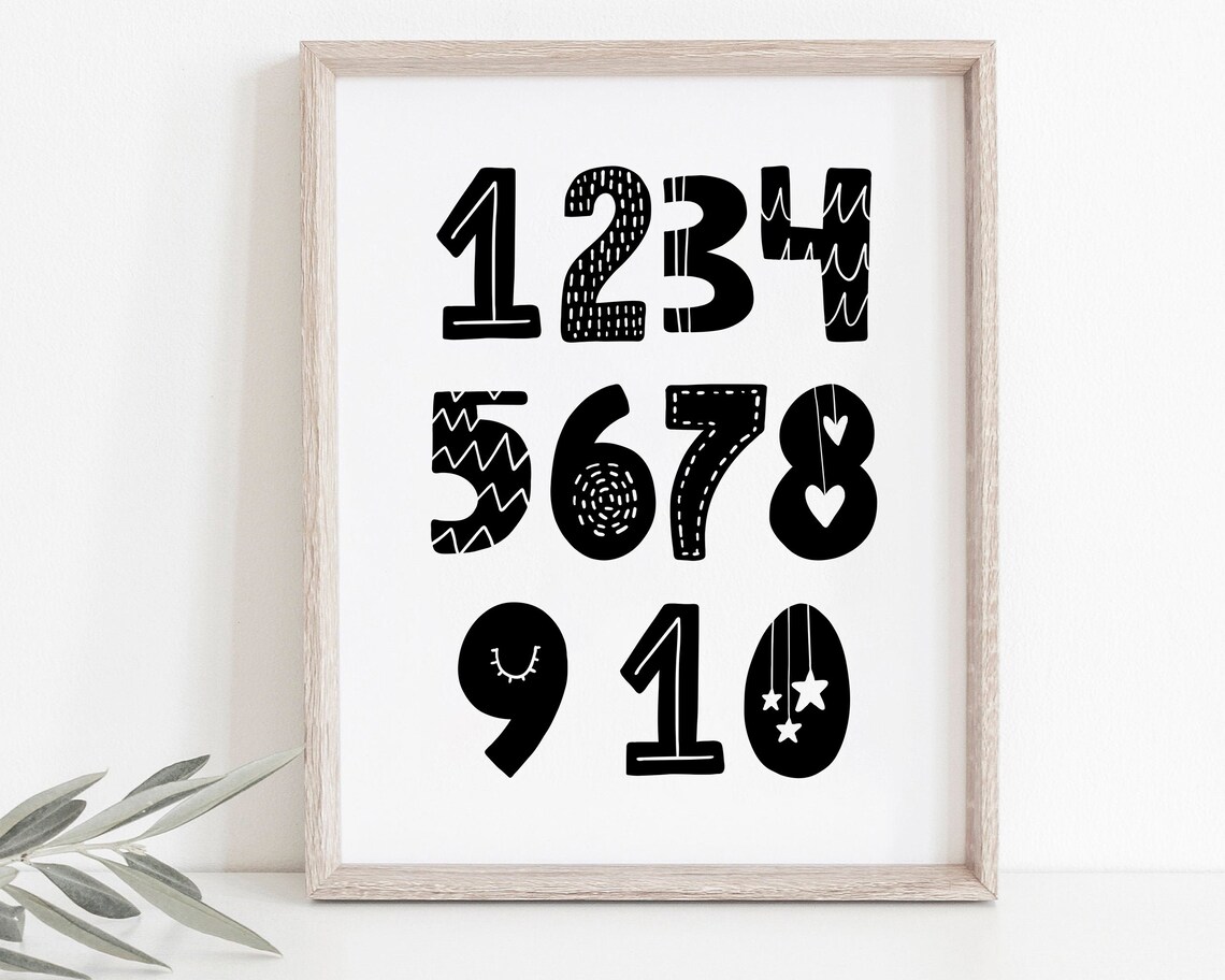 Nursery Numbers Poster Scandinavian Kids Room Decor Nursery | Etsy