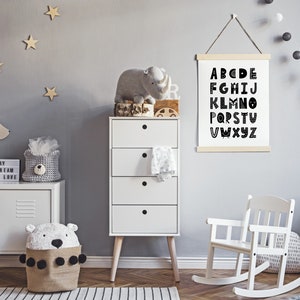 Alphabet Nursery Print, Black & White Alphabet Print, Boys Bedroom ...