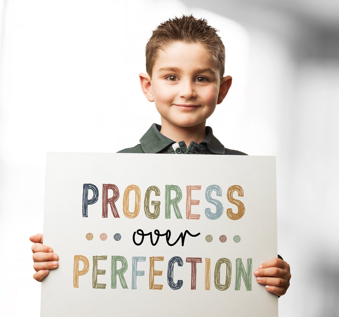 Progress Over Perfection Print Classroom Decor Kids - Etsy