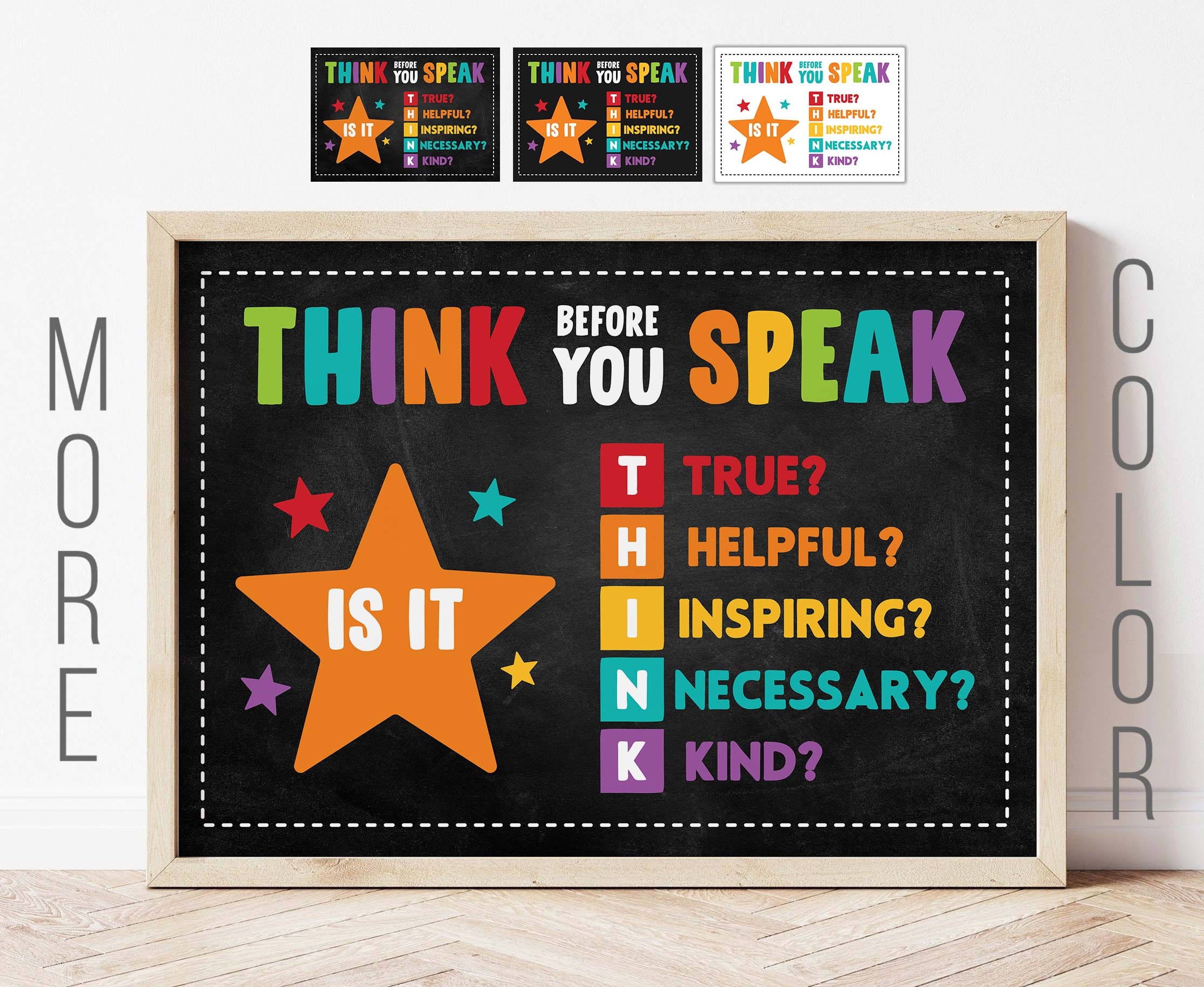 Think Before You Speak Inspirational Classroom Wall Art Poster, School ...