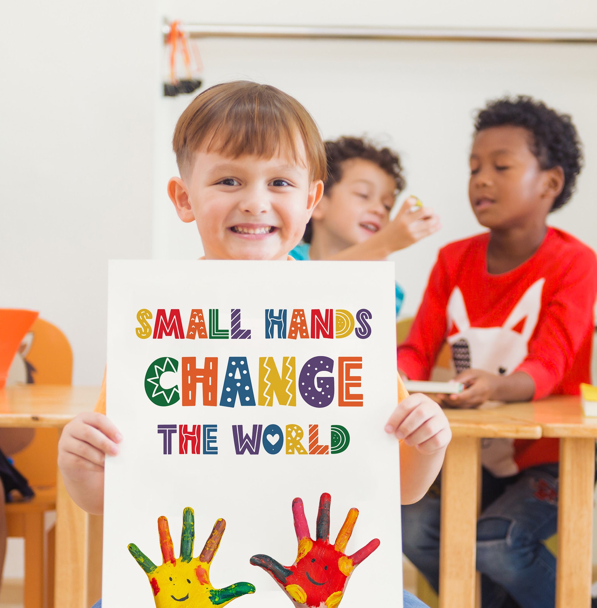 Small Hands Change the World Rainbow Diversity Wall Art - Etsy UK