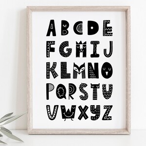 Alphabet Nursery Print, Black & White Alphabet Print, Boys Bedroom ...
